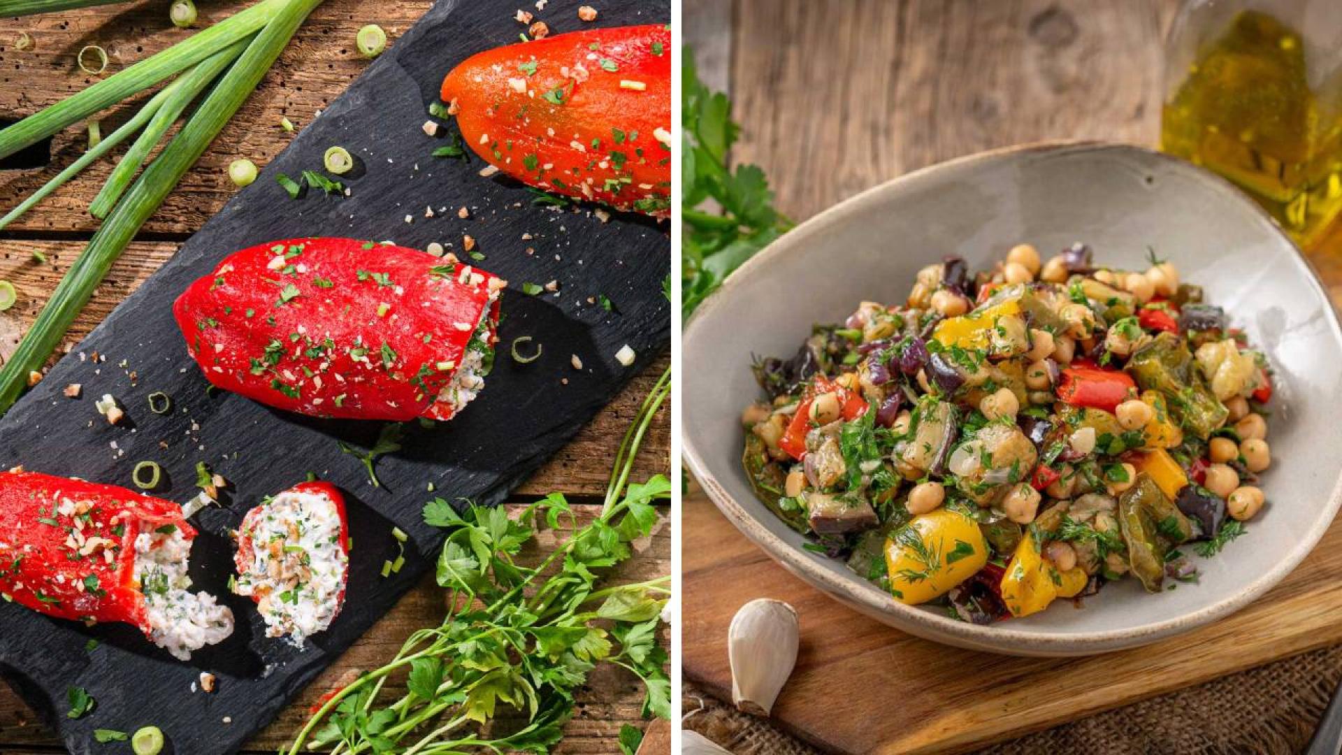 Гответе с matekitchen.com: Пълнени чушки с цедено мляко и орехи или салата от патладжан и нахут ...